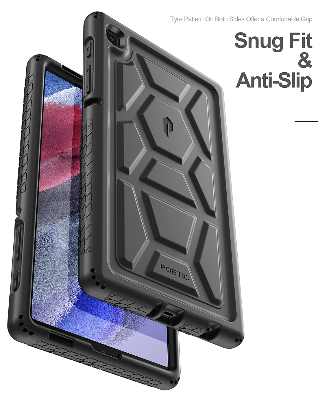 Poetic Turtleskin Heavy Duty Case Designed for Galaxy Tab A7 Lite 8.7 Inch (SM-T220/T225/T227), Rugged Shockproof Drop Protection Kids Friendly Protective Silicone Cover Case, Black