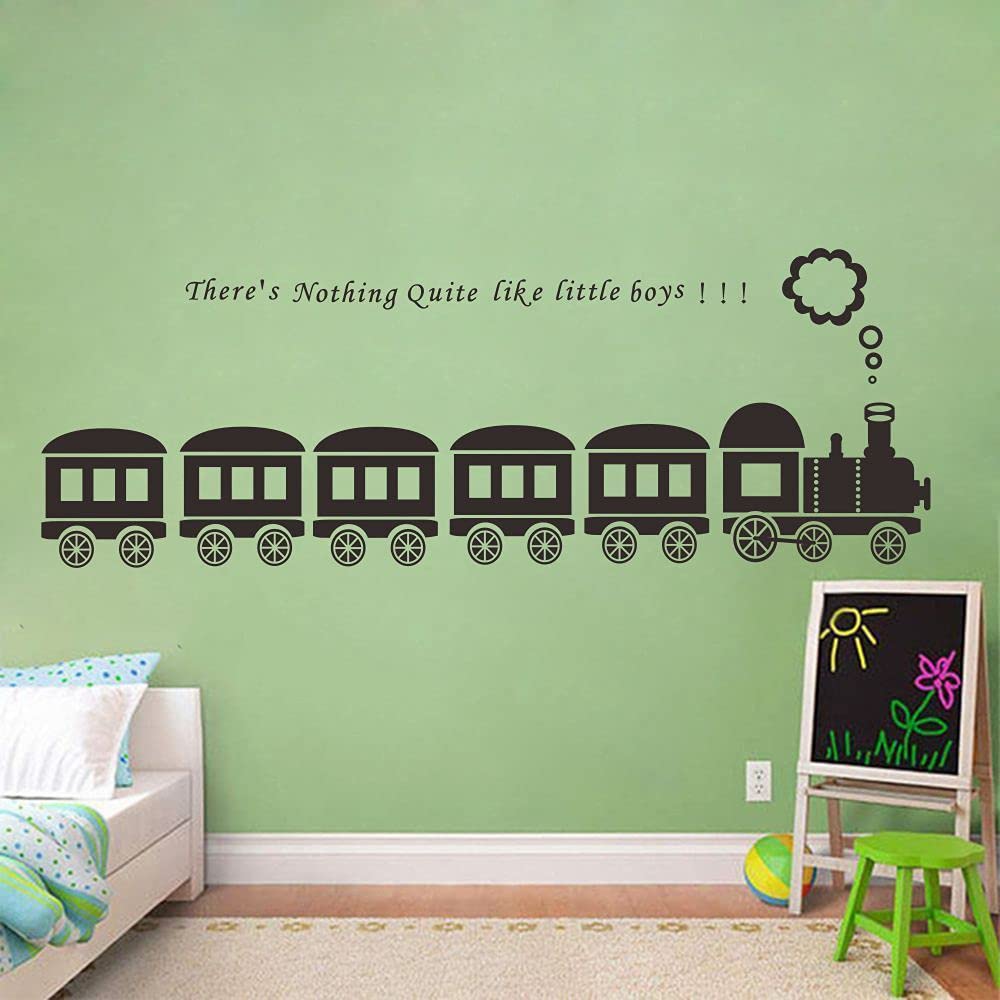 ANFRJJI Train Wall Decal and High-Speed Rail Wall Sticker with Removable PVC - Perfect for Decorating Kids' Rooms, Nurseries, and Student Dorms JWH142 (Black)