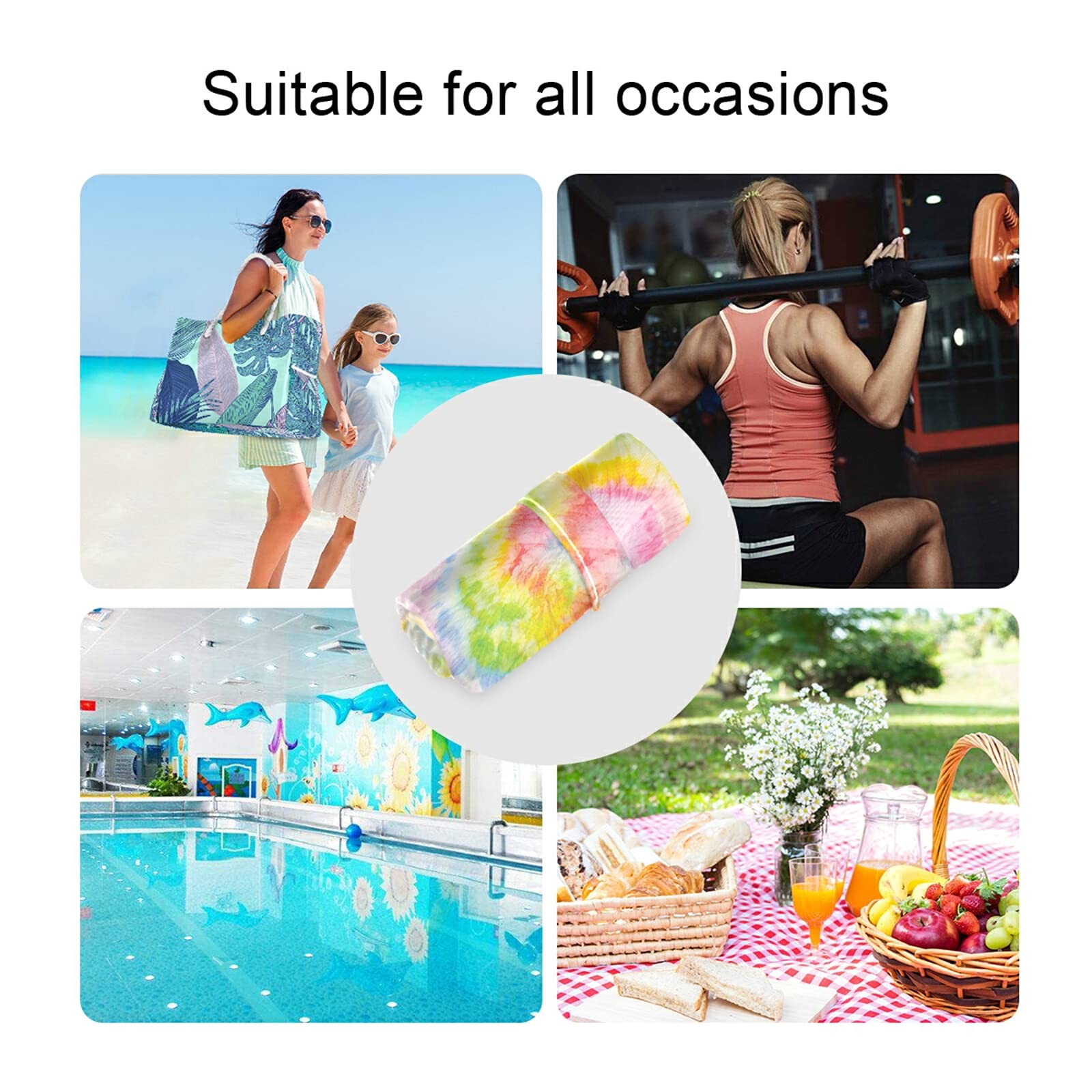 xigua 2 Pack Wet Dry Bags for Cloth Diaper Waterproof Swimsuits Bag with Handle Wristlet for Travel Beach Pouch, Rainbow Tie Dye