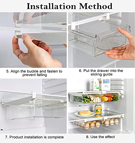 2 Pack Fridge Drawer Organizer, Pull-outrefrigerator Vegetable Drawer Box & Egg Drawer for Refrigerator, Reusable Fruit Storage Containers for Fridge, Multifunctional Food Fridge Organizer