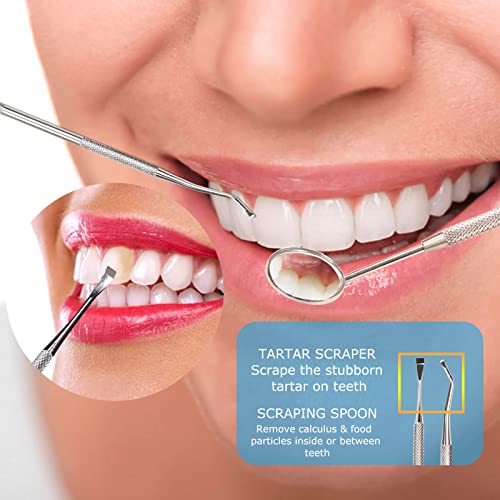 3Pcs Dental Tools, Professional Dental Picks for Teeth Cleaning, 100% Surgical 304 Stainless Steel Plaque Remover for Teeth, Dental Mirror, Hygiene Set, Scraper Oral Care Kit To Remove Tartar.