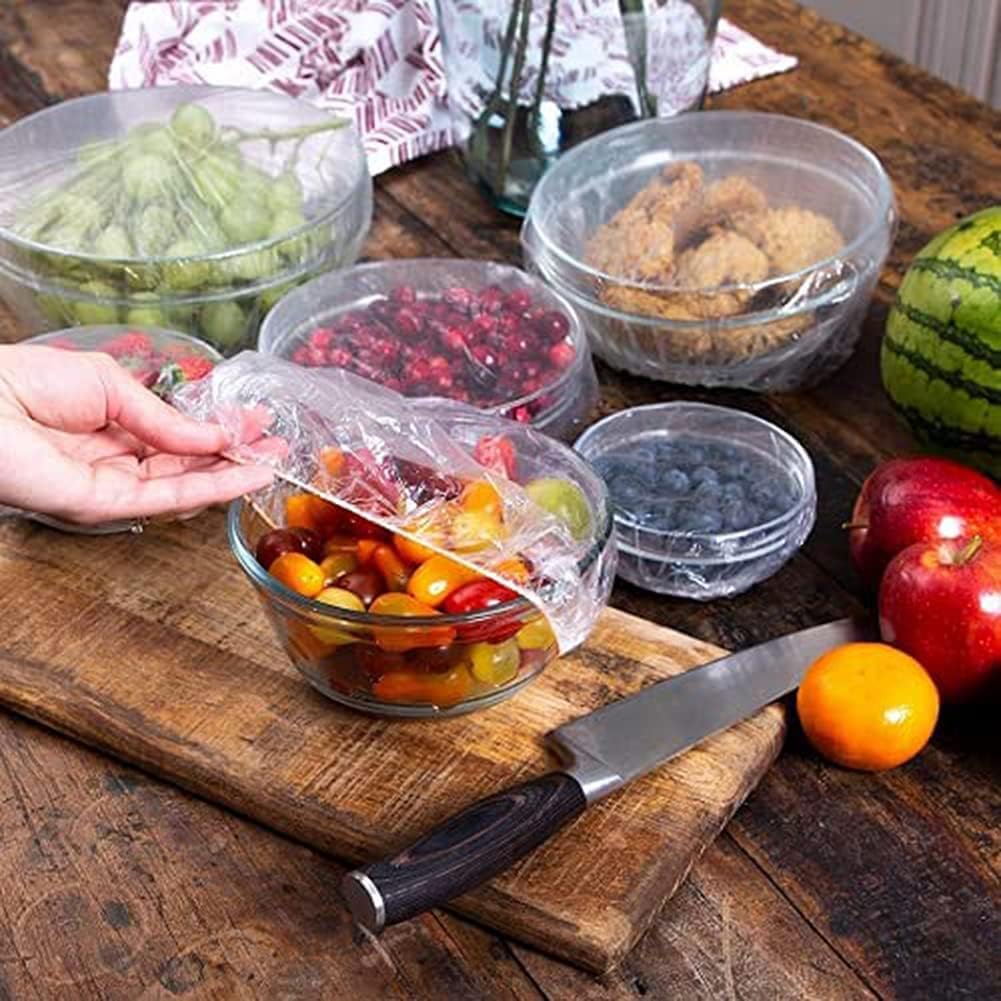 200pcs Food Grade Suitable For Various Shapes Of Plates, Cold And Hot, Flexible And Durable Elastic Shrink Wrap Cover