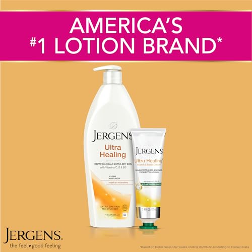 Jergens Ultra Healing Dry Skin Lotion, Hand and Body Moisturizer for Quick Absorption into Extra Dry Skin with Hydralucence Blend, Vitamins C, E and B5, White, 21 oz, Pack of 3