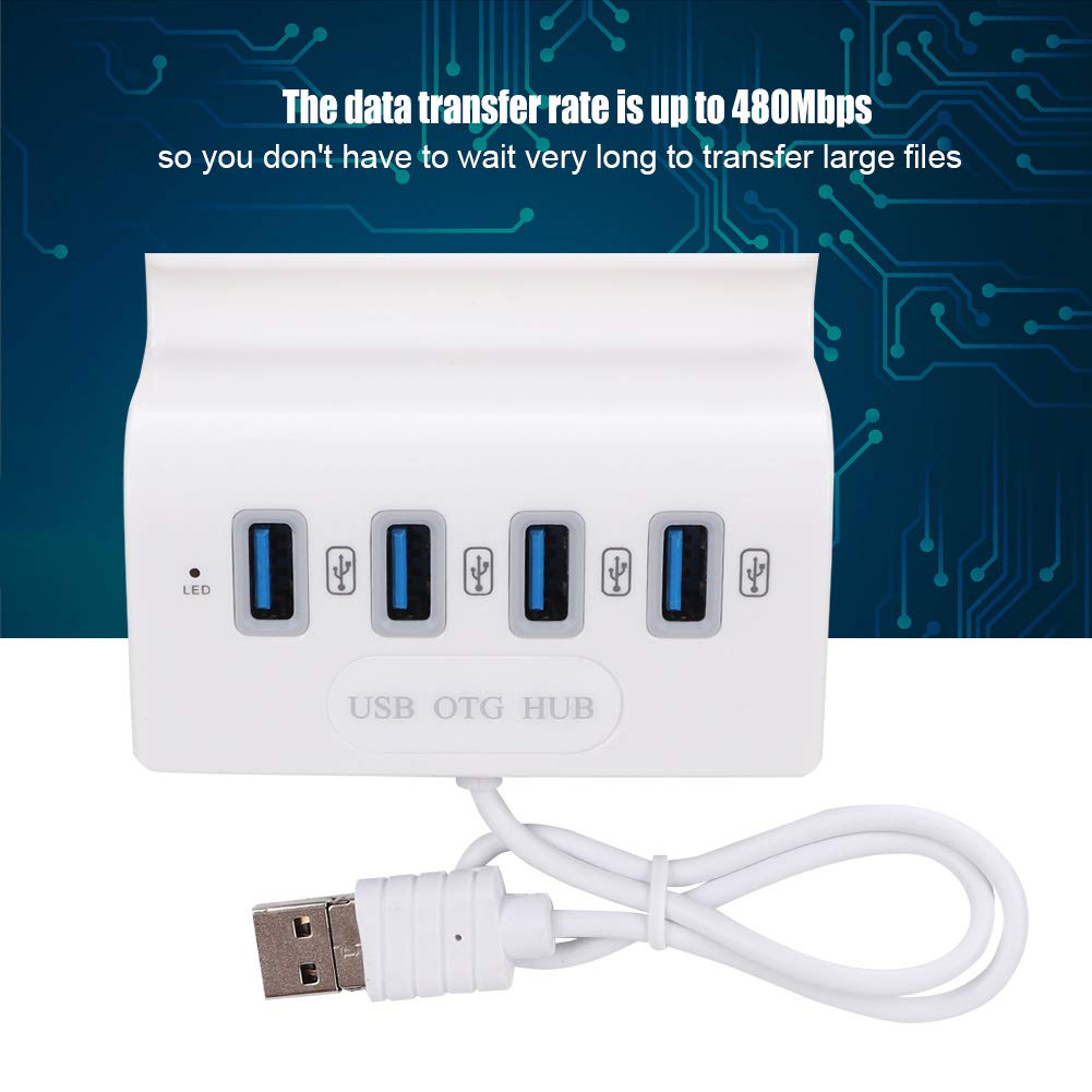 ASHATA 4 Port USB Hub Multiple Interfaces OTG Hub Adapter for Phone Tablet Desktop USB C Hub,BYEASY USB C to USB 2.0 HUB for MAC OS,Linux and Other Operating Systems,White