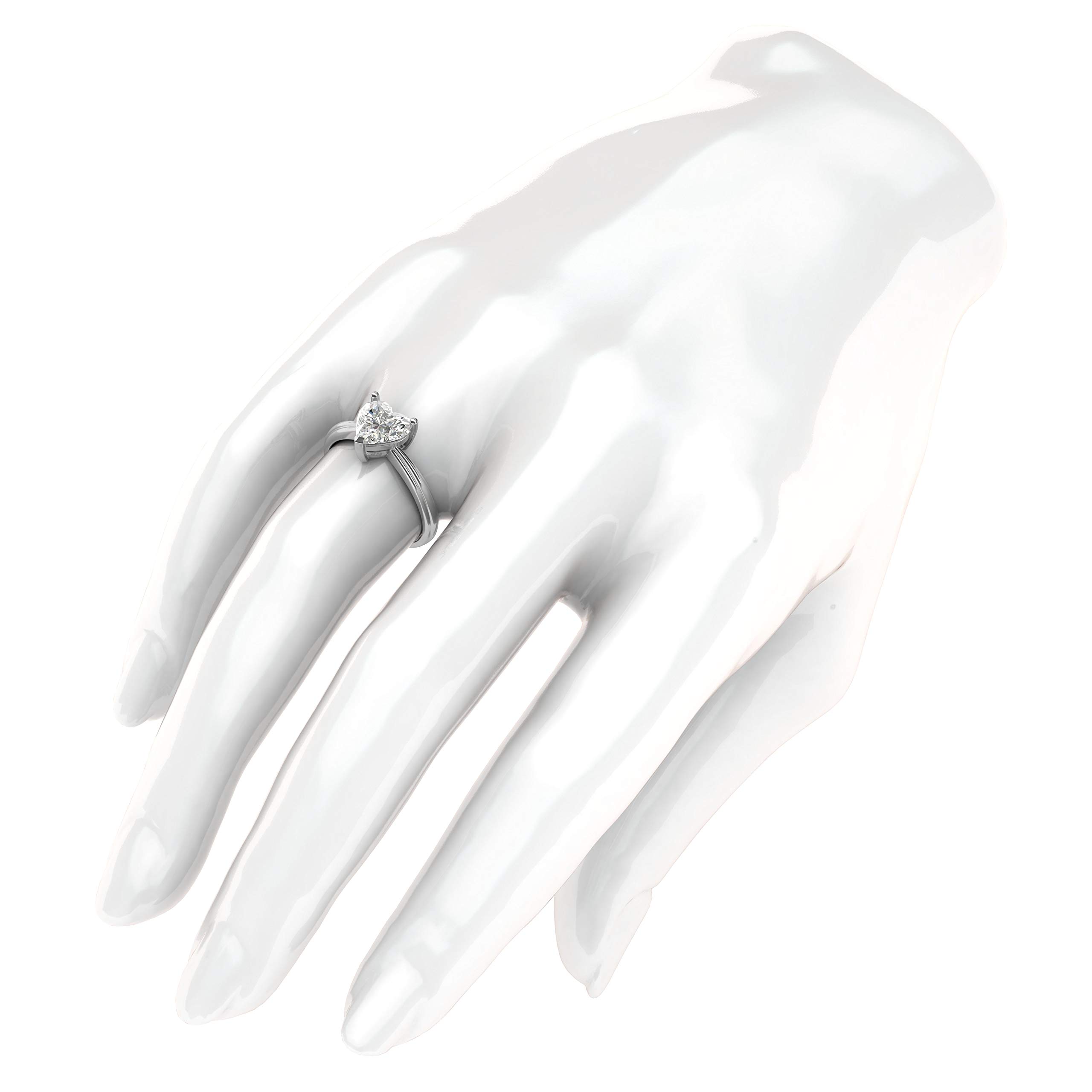 10k White Gold Simulated Heart-shaped Diamond Engagement Ring Raised Shank Promise Bridal Ring (4)