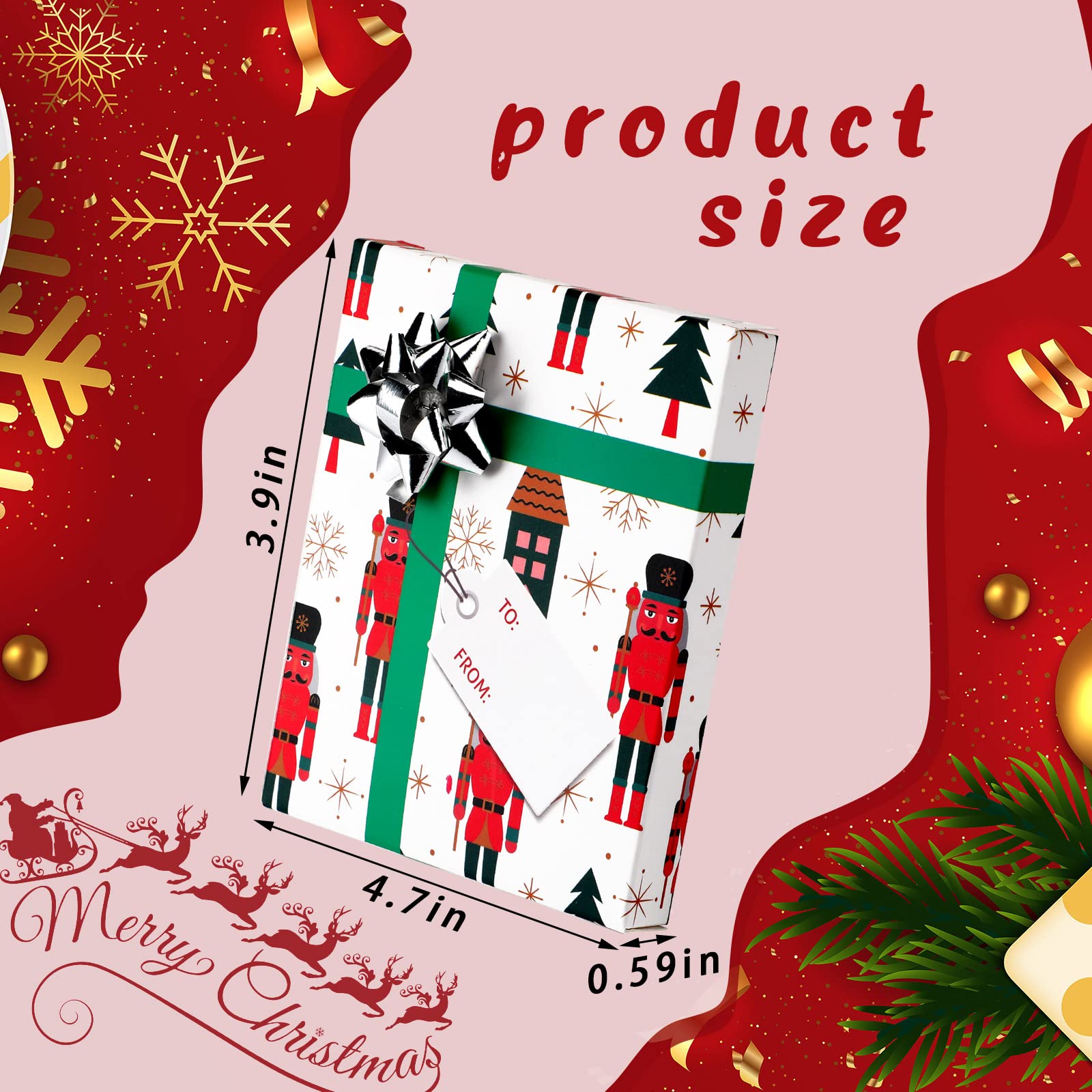 12 Pack Christmas Card Holders Boxes with Bow, Boxes for Gifts Christmas Money Holder Money Box Gift Wrap Boxes for Xmas, Party Favors