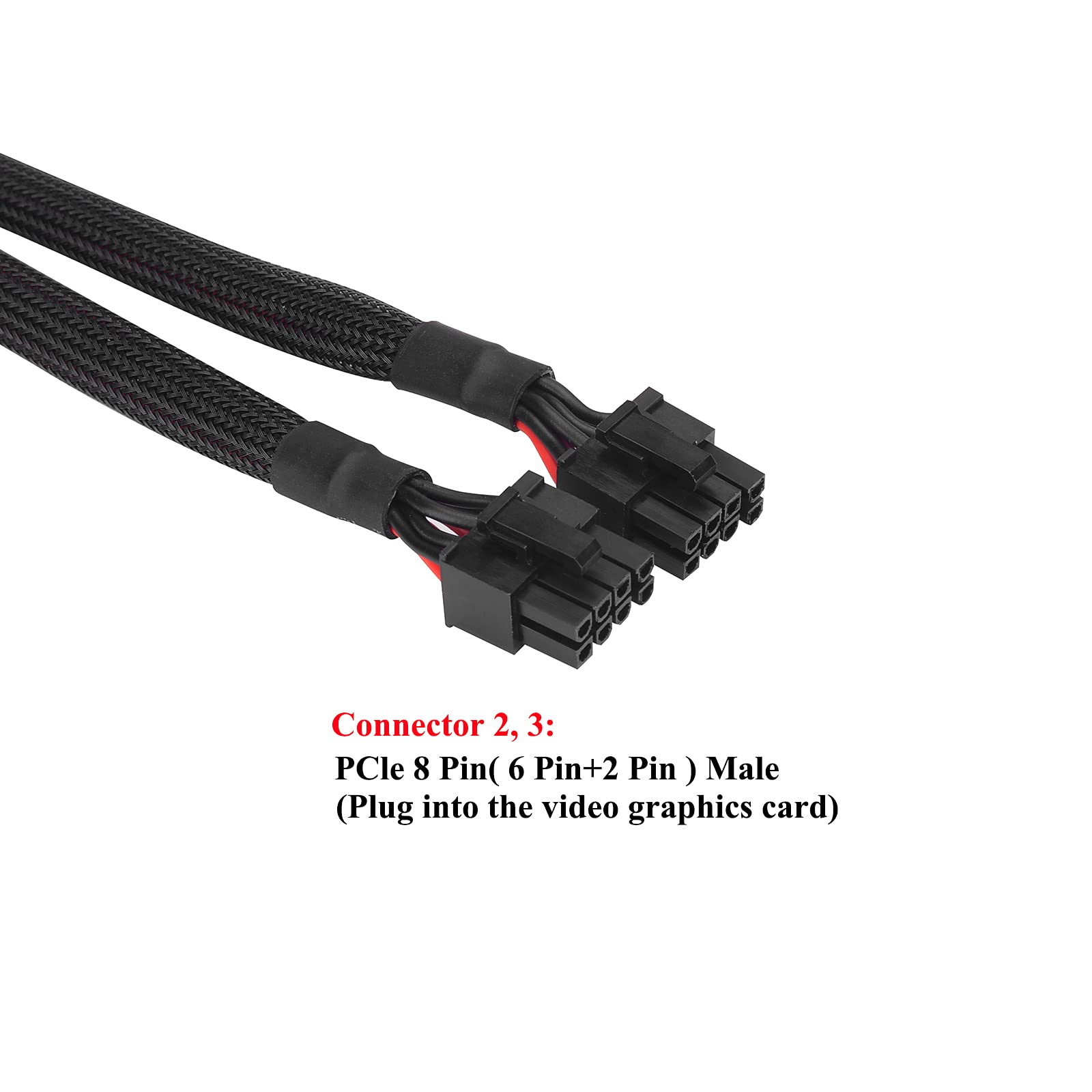 8-Pin PCIe Splitter Power Cable: GPU VGA PCI-e 8 Pin Female to Dual 8 (6+2) Pin Male Adapter PCI Express Power Supply 8Pin to Dual 6 Pin Extension Connector Y-Splitter with Sleeve 9 inch - 2 Pack