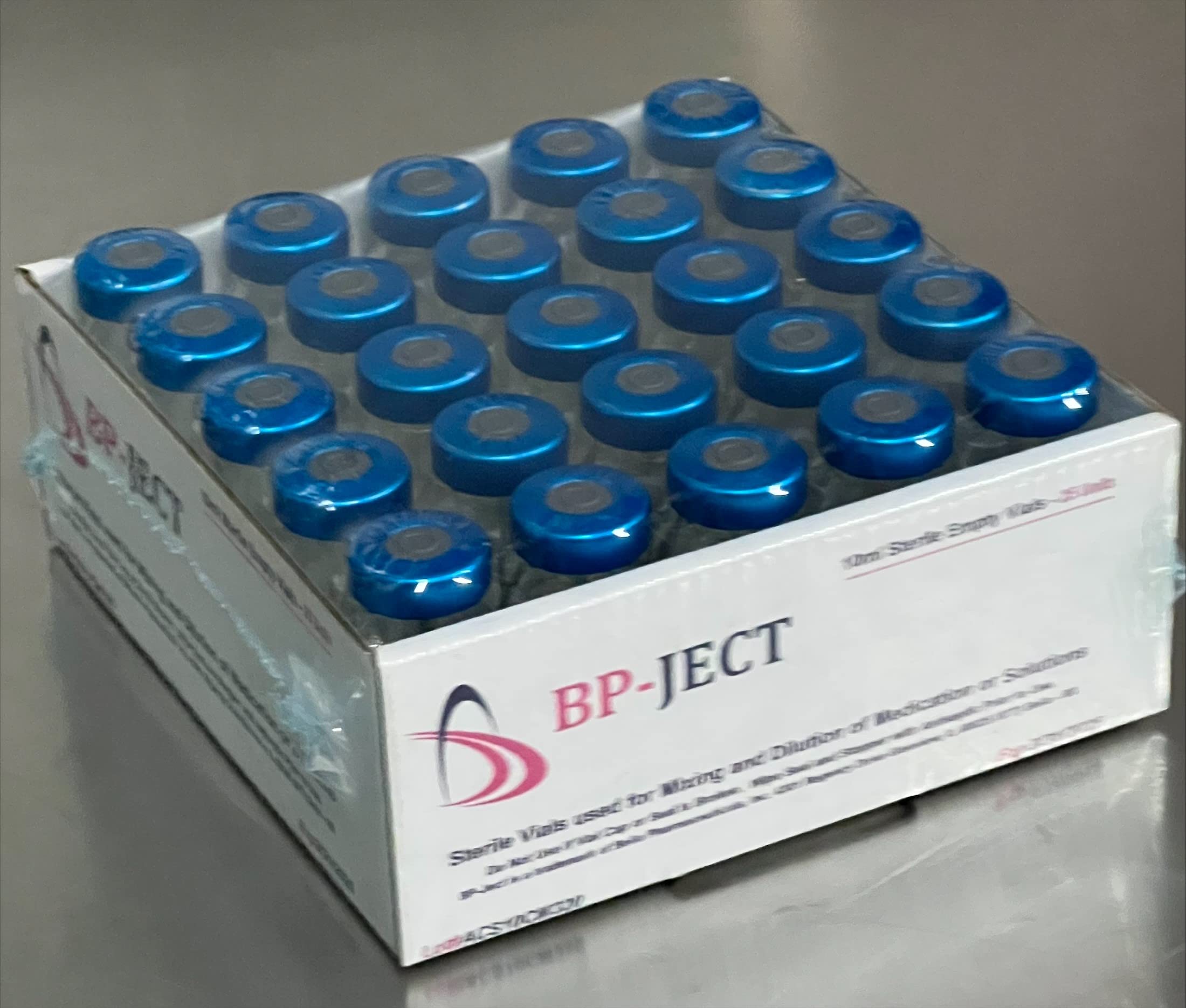10ml Sterile Clear Molded Glass Vials 25pk Blue Aluminum Seals