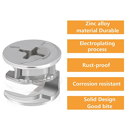 20 Pieces Furniture Cam Lock Fasteners 15mm x 12mm Furniture Cam Lock Nut Connectors Fittings for Cabinet Drawer Wardrobe Panel Connecting