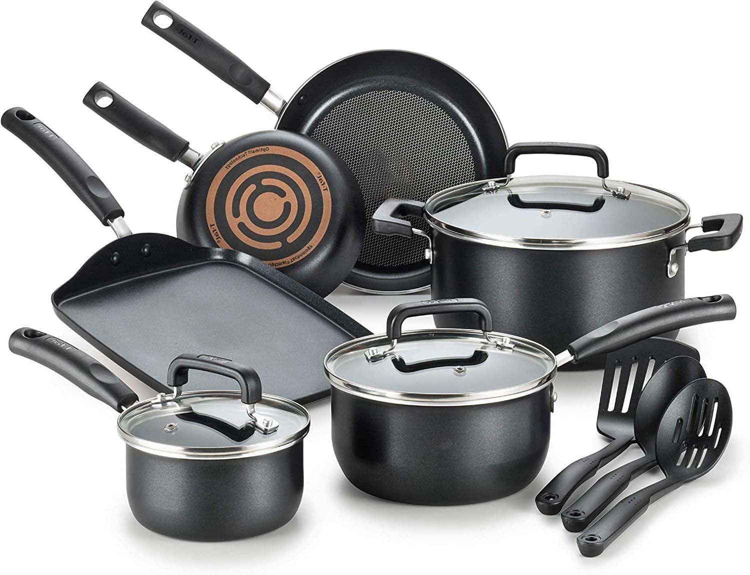12-Piece Nonstick Pots and Pans Set, Easy Clean & Dishwasher Safe, Elegant Black Finish