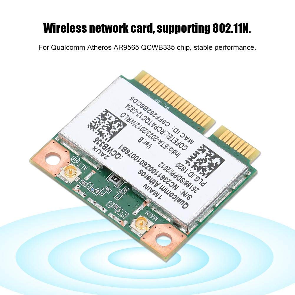 ASHATA Network Card,for Qualcomm AR9565 QCWB335 150M Mini PCI-E Bluetooth Network Card Universal, 2.4G Bluetooth Network Card for HP/DELL/ACER, etc.