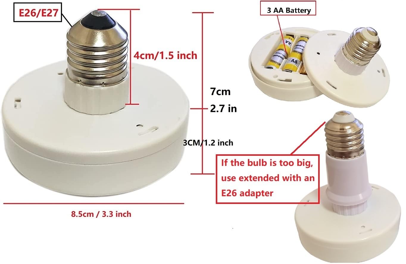 2 Pack Battery Operated Light Bulb with Remote Controlled,Backup Battery Powered Led Light Bulbs,Wireless Light Bulb Dimmable Timer E26 Screw in for Indoor Sconce and Hanging Lamp Without Electricity