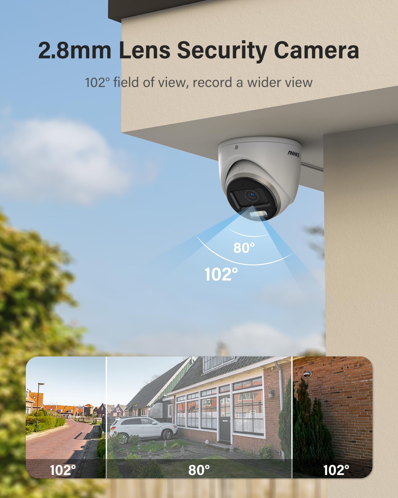 ANNKE 3K Add-On Security Camera with Full Color Night Vision, 4-in-1 TVI/AHD/CVI/CVBS CCTV Surveillance Turret Cam with Built-in Mic, 2.8mm Lens, IP67 Weatherproof, (Cable & Adapter Included)