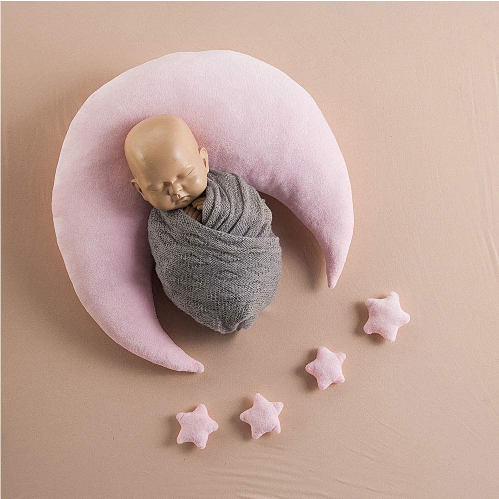 gzqirun Baby Posing Pillow Newborn Photography Props Beans Moon Stars Pillow Photo Shooting Set 5 Count (Pack of 1), White