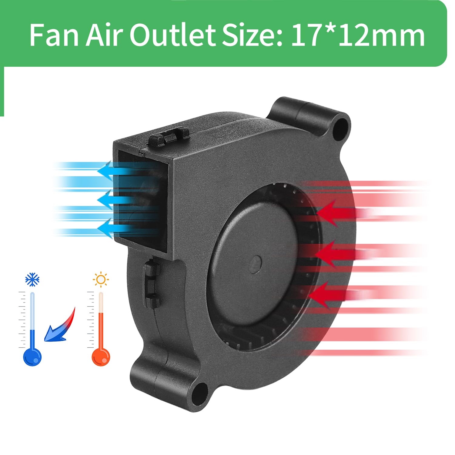 50mm x 15mm 5015 12V DC Brushless Cooling Blower Fan, Dual Ball Bearing, 2 Pin Terninal