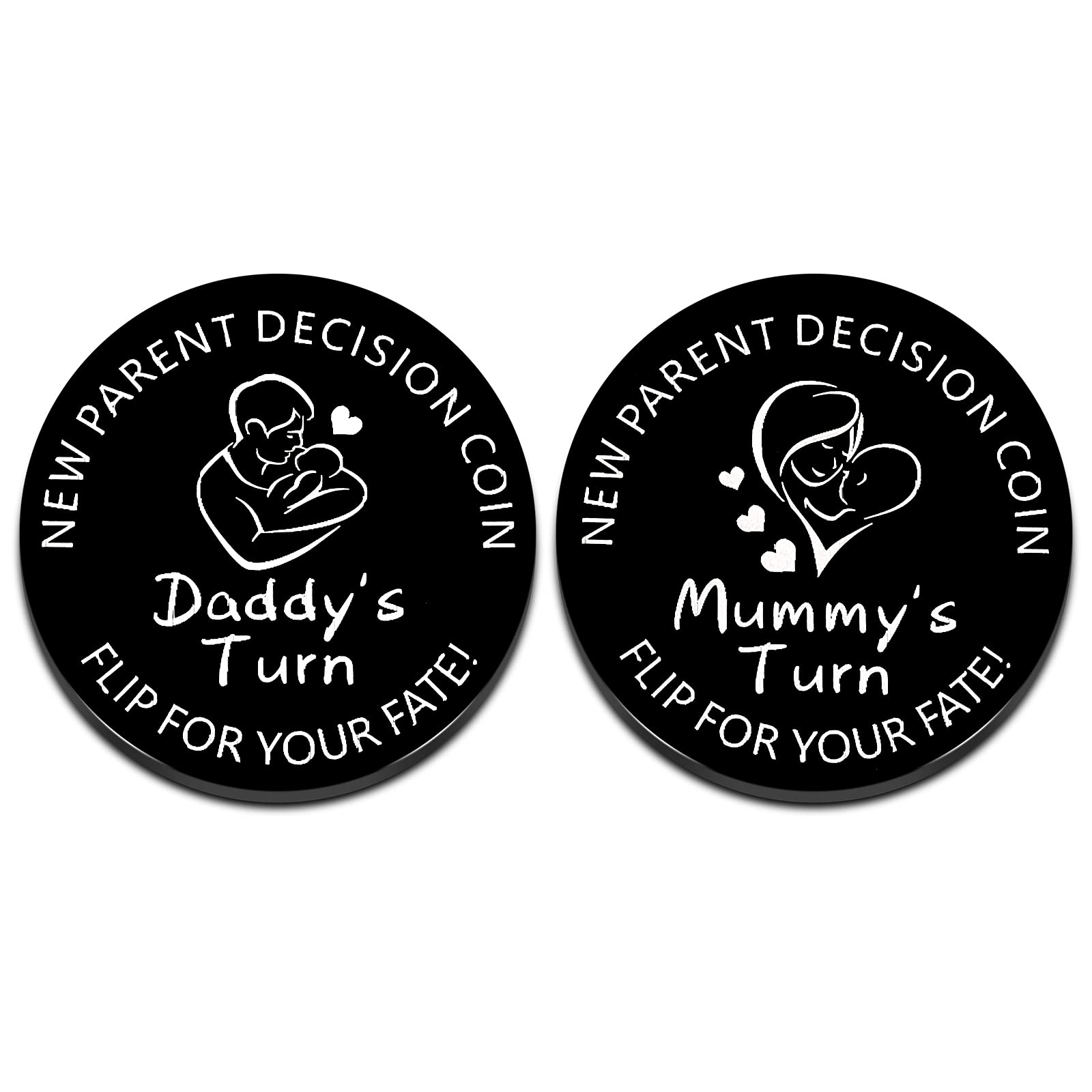 First Father's Day Gifts New Parents Decision Coin Expecting Mother Pregnancy Gift for New Mom Dad First Time Mommy Daddy Christmas Valentines Gift Newborn Baby Announcement for Men Women Double Sided