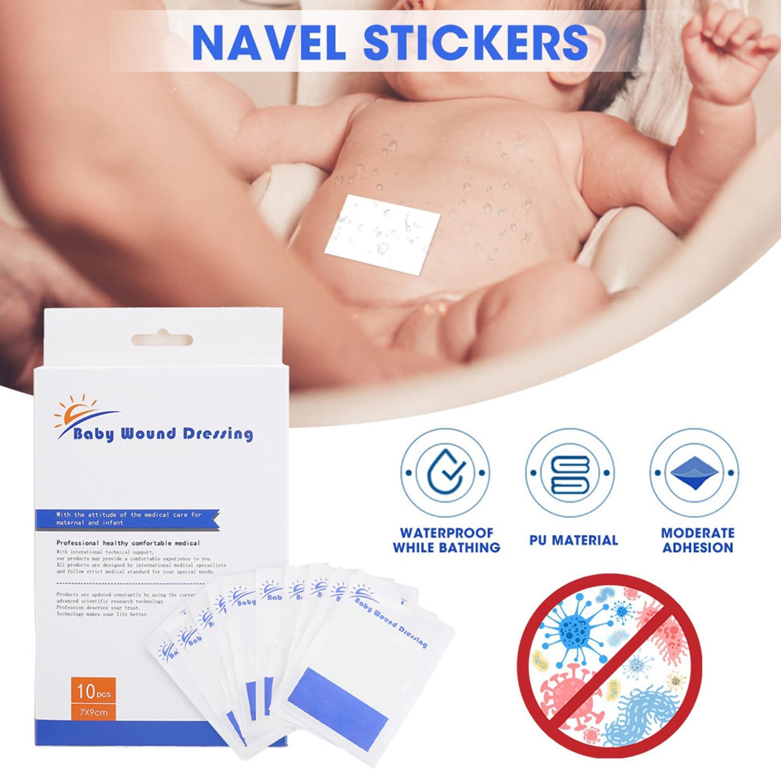 Baby Navel Stickers, 10pcs Waterproof Navel Sticker for Baby's Bath and Swimming, Belly Button Protectors for Infant Newborn Baby(10pcs)