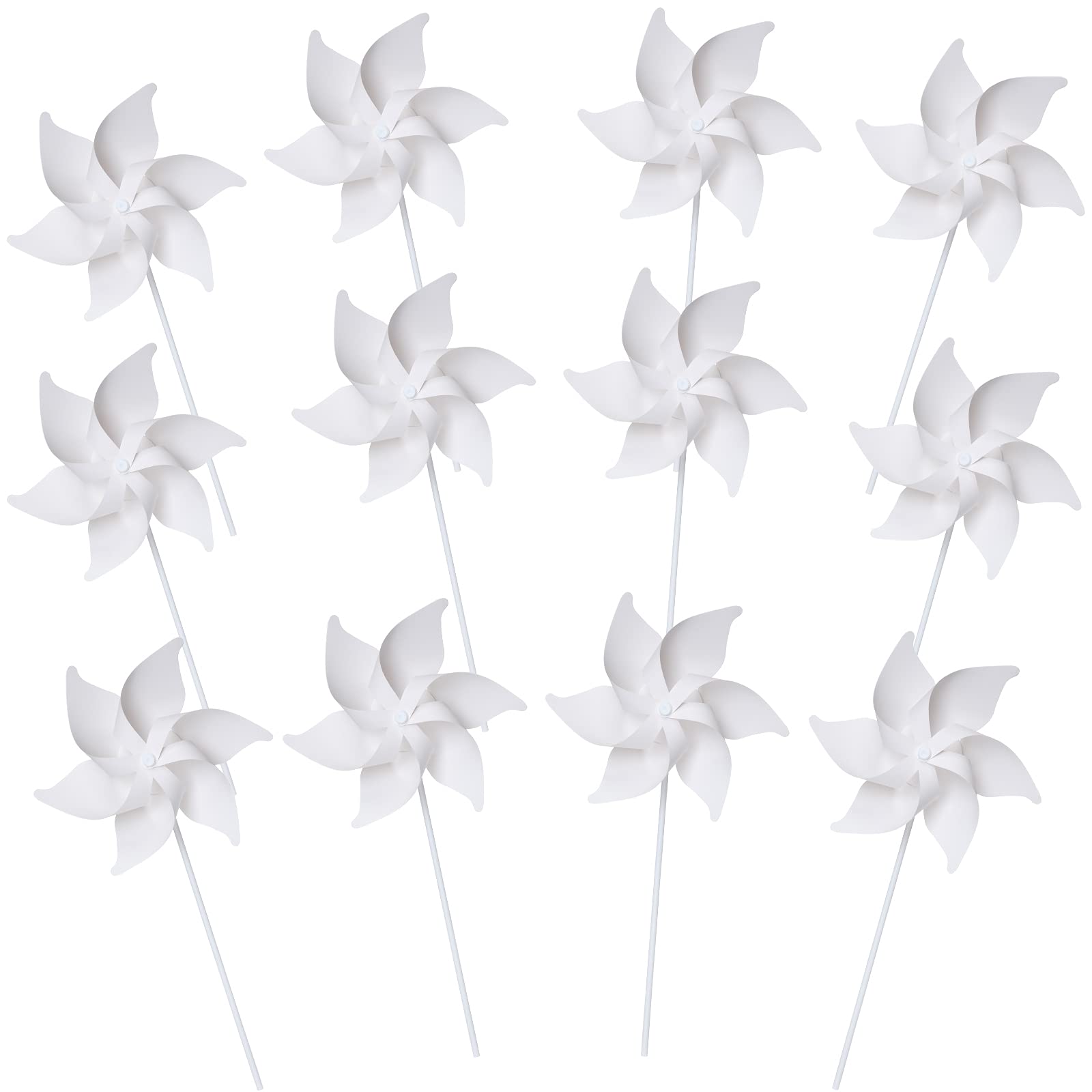 12 Pieces Novelty DIY Pinwheels Craft for Kids Color Your Own Pinwheels 4th of July Patriotic Pinwheels Crafts White Blank Pinwheels Summer Crafts for Classroom Art Daycare Project Activities