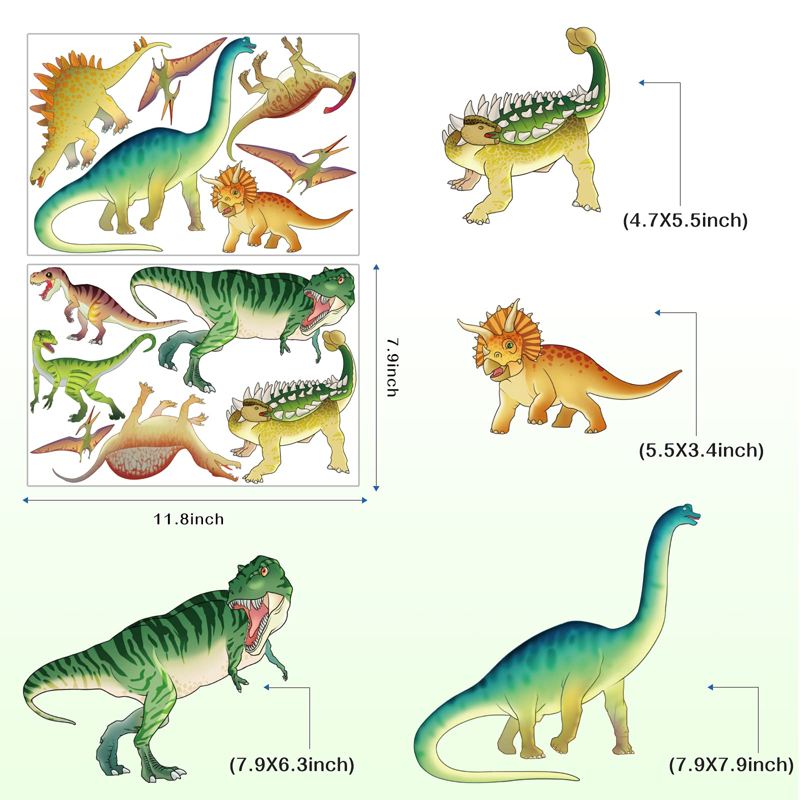 MESU Dinosaur Glow in The Dark Stickers Luminous Wall Decals Ceiling Decor for Boys Room Nursery Kids Gift Dinosaur