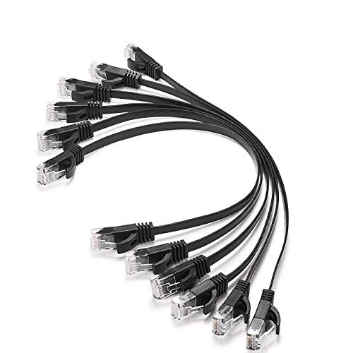 6pack 15cm 50cm 1 Meters 2m3m5m10m 30m 98FT CAT6 Flat UTP Ethernet Network RJ45 Patch LAN Black/Blue/White Color liuqiangmeiguo (Color : Black, Length : 20meters)