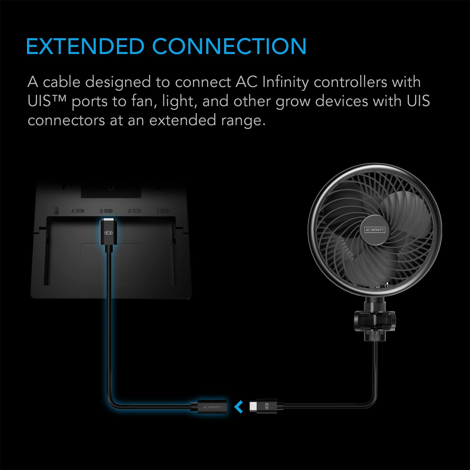 AC Infinity UIS Controller to Device Cable for Controller 69 PRO and PRO+, Male to Male, 10 Foot Connection Extender Cord, Works with CLOUDRAY, CLOUDLINE, IONFRAME, CLOUDFORGE, and More