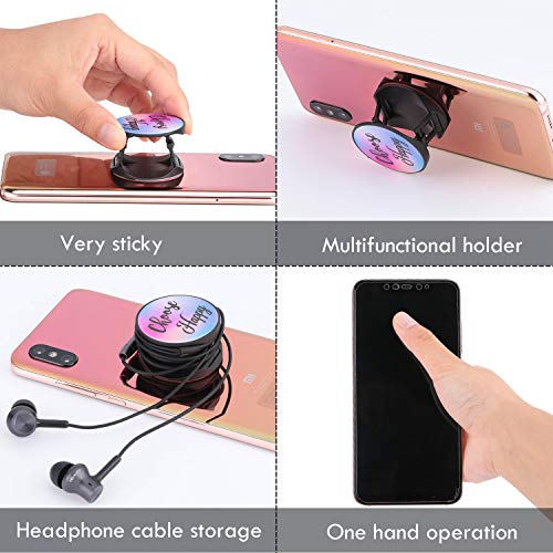 6 Pieces Foldable Expanding Stand Holder Inspirational Quote Phone Grip Socket Holder Finger Stand Holder Kickstand Grip for Smartphone and Tablets
