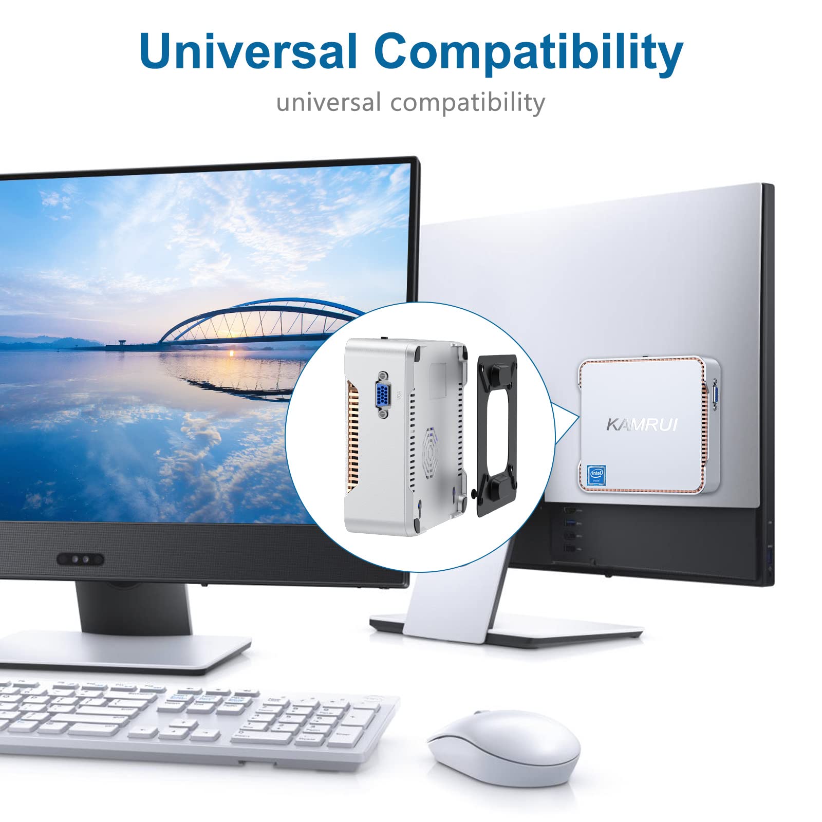 KAMRUI Mini PC Windows 11 Pro, 8GB DDR4 128GB SSD Celeron J4125 Mini Desktop Computer, Support 2.5-inch SSD, 2.4G+5.0G WiFi, 4K HDMI x2, Gigabit Ethernet, BT 4.2, Support Windows 10 Pro Micro PC