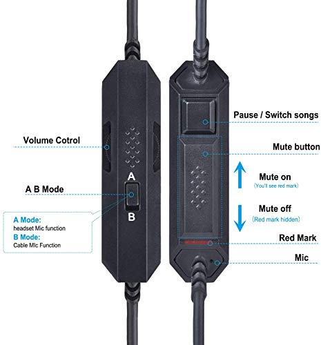 Alitutumao Replacement A10 A40 Cord Aux Cable with A&B Modes Inline Mute Volume Control and Mic Compatible with Astro A10 A40 A30 A50 Gaming Headsets to PC Mobile MixAmp PS4 and More
