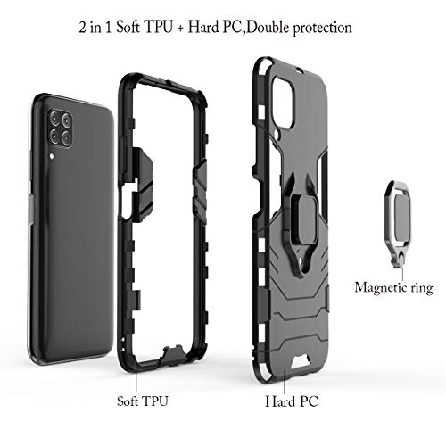EasyLifeGo for Huawei P40 lite/Huawei Nova 7i Kickstand Case with Tempered Glass Screen Protector [2 Pieces], Hybrid Heavy Duty Armor Dual Layer Anti-Scratch Case Cover, Blue