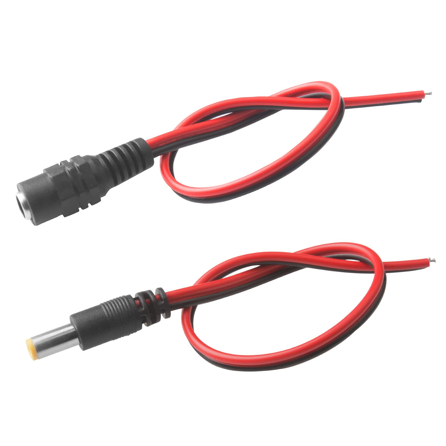 DC Power Pigtail Cable 26 Pairs DC Power Pigtail Wire Plug 1A 2A Pure Copper 2.1mm x 5.5mm 12V Male & Female Connectors for Security CCTV Surveillance System Camera and Lighting Power Adapter (26)