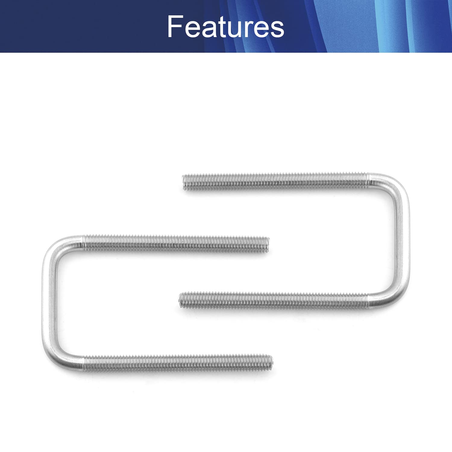 Aicosineg 1.38" Inner Width U Bolt Fasteners with Nuts Washers M6x35x75mm 304 Stainless Steel Square Bend for Hardware Plumbing Boats Industrial Mechanical Silver Tone 4pcs