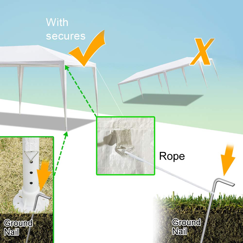 10' x 30' Outdoor Canopy Tent, Waterproof Canopy Tent with 5 Removable Sidewalls for Wedding, Party, BBQ, Camping, White