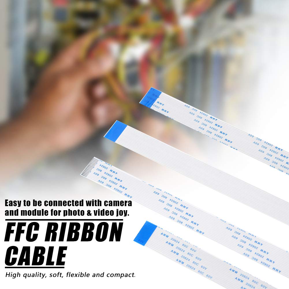 Raspberry Pi Camera Ribbon Cable, Camera Cable for Raspberry Pi, 3pcs/set 15 Pin Flat Ribbon Cable, Raspberry Pi Camera Ribbon, White Flexible Flat Cable for Raspberry Pi Module Camera