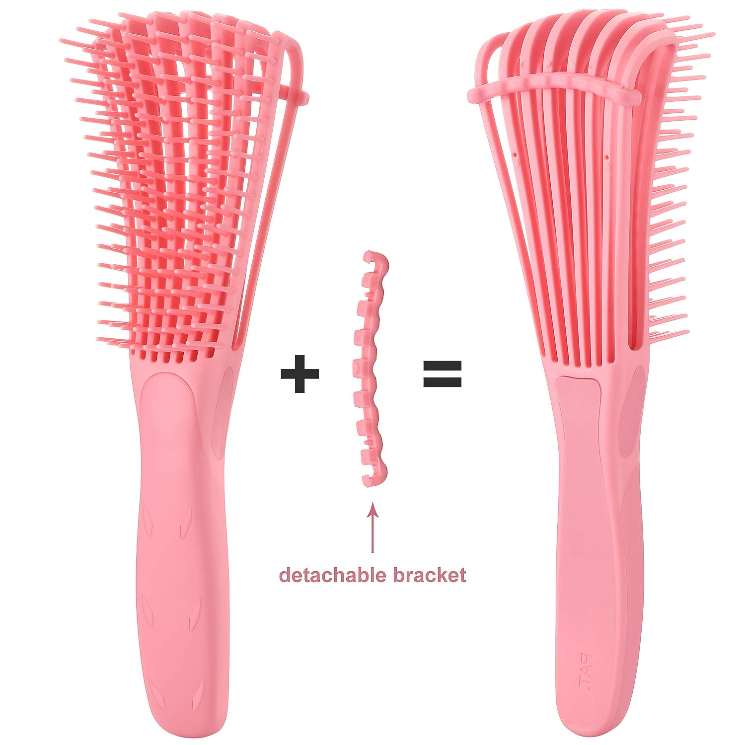 2 Pack Detangling Brush for Curly, Afro Textured 3a to 4c Kinky Wavy Hair - Wet/Dry/Long Thick Hair Exfoliating Brush for Beautiful and Shiny Curls (Green, Pink)