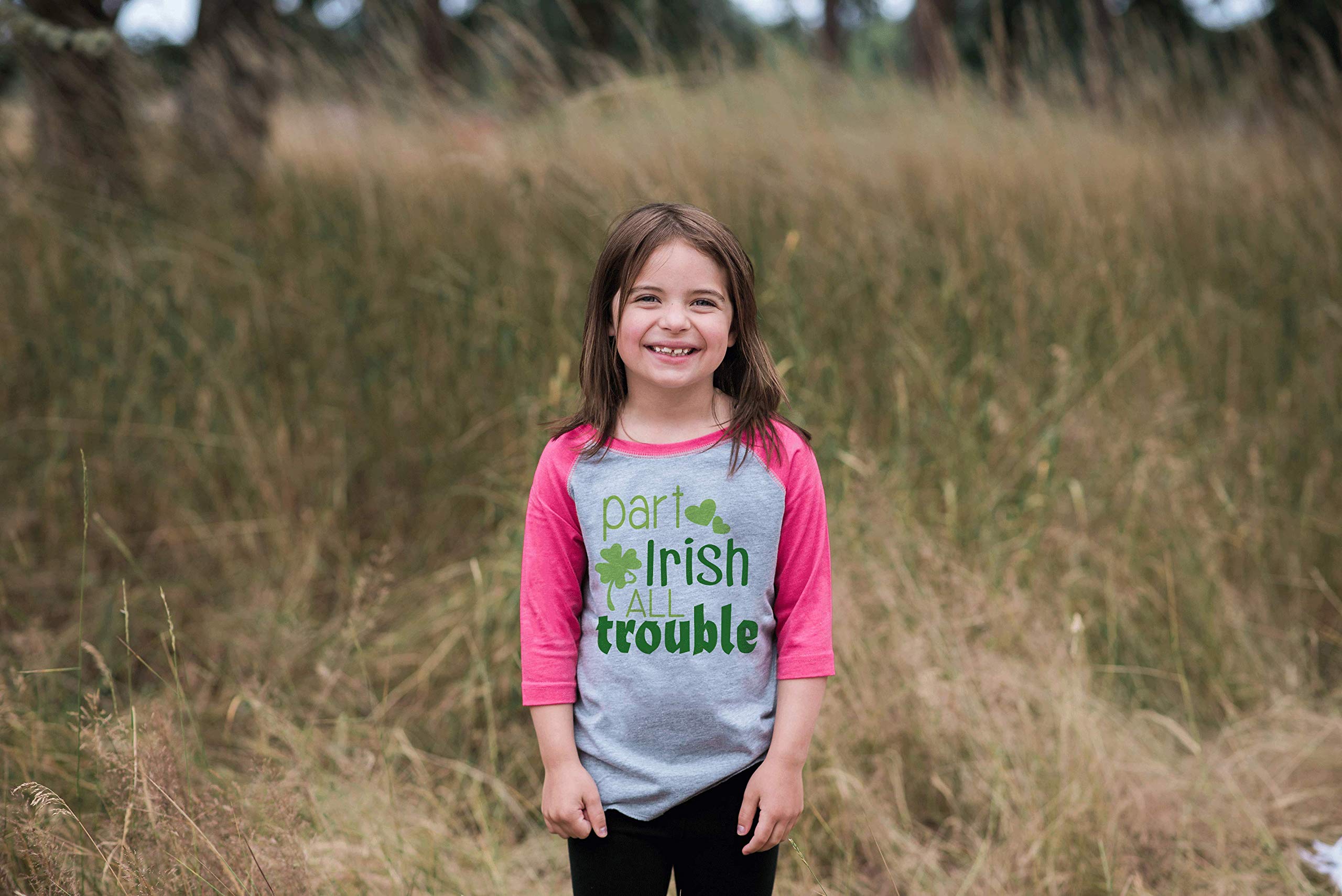 7 ate 9 Apparel Girls' St. Patrick's Day Vintage Baseball Tee 3T Months Pink and Grey