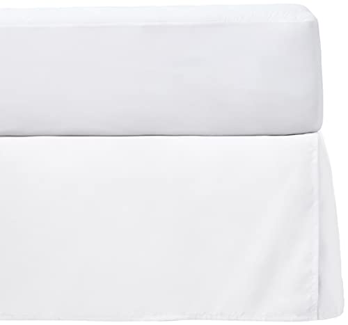 Amazon Basics Lightweight Pleated Bed Skirt, Queen, Bright White