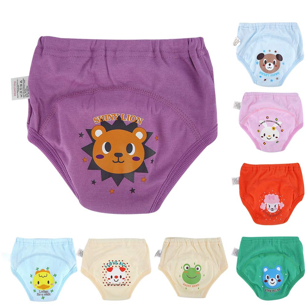 8PC/S Baby Training Pants Potty Training Underwear Toddlers Boys Girls Cartoon Cute Waterproof Diapers 4 Layers (80)