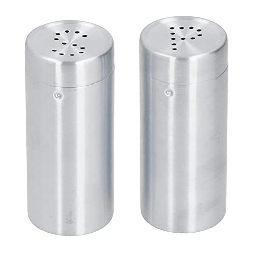 2pcs Stainless Steel Salt and Pepper Shakers, Spice Shakers, Glass Spice Jars Seasoning Shaker Dispenser with Rotatable Lid, Salt and Pepper Shakers for Salt(Stainless steel primary color (SP two))