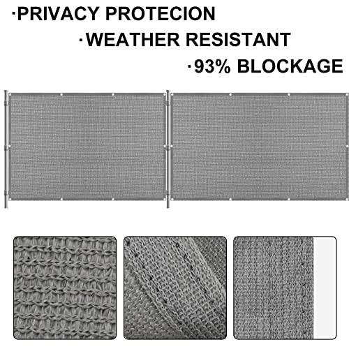 2'6" x 15' Grey Fence Screen Balcony Privacy Screen Shade Netting Mesh Cloth with Grommets for Apartment, Patio, Backyard, Porch, Railing - Customized Size