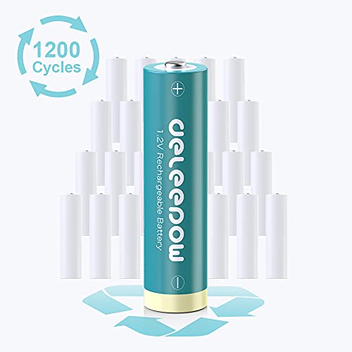 Deleepow AA Rechargeable Batteries Ni-MH, 3300mAh Long Lasting, 1.2V 1200 Cycles Rechargeable AA Batteries- 24 Count for Household and Business Devices