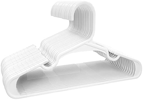 110 Pack - Plastic Hangers for Adults and Kids - Space Saving Notched 50 Pack Plastic Hangers - Durable 60 Pack Kids Hangers - White by Utopia Home