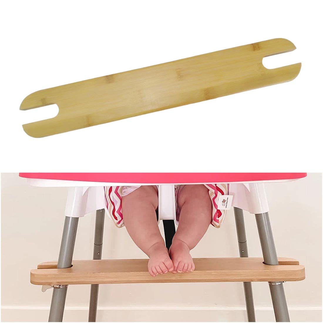TLBB High Chair Footrest, Adjustable Height Natural Bamboo Baby Highchairs Pedal, Suitable for IKEA Antilop High Chair Footstool