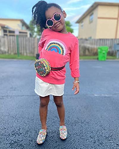 Bumeex Toddler Girl's Sweatshirt Clothes Outfit,Rainbow Crewneck Christmas Clothing Pink 3t