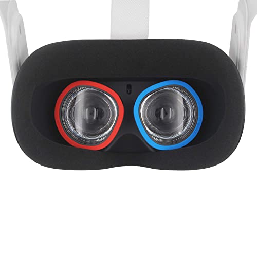 AMVR 6 Pair Glasses Spacer for Oculus Quest 2, VR Lens Protector Accessories Silicone Anti-Scratch Ring to Protect Headset Lens and Glasses Compatible with Meta Quest 1/Rift S/Go(Red & Blue, Black)