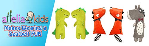 Attelia Kids Car Seat Belt Pillow for Kids, Neck Support Pillow Adjustable Seat Strap Shoulder Pads Road Trip Pillow Seatbelt Buddy (Orange Fox R)
