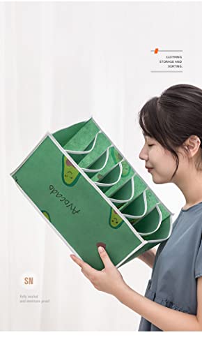 2PCS Washable Wardrobe Clothes Organizer, 7/9 Grids Foldable Visible Closet Organizer Clothes Drawer Mesh Separation Box for T-shirts, Leggings, Skirts (9 Grids Large Size Avocado)