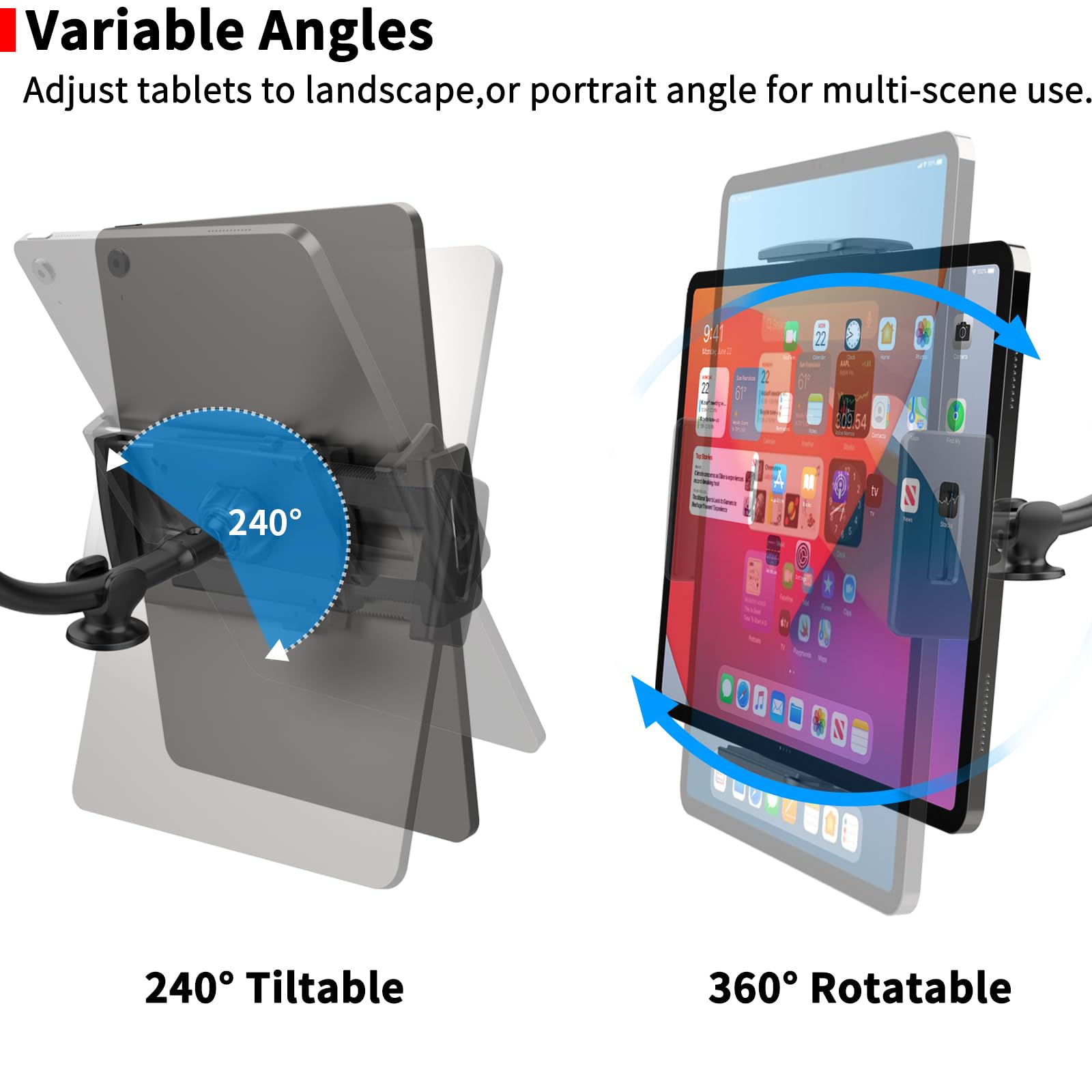 APPS2Car Tablet Car Mount for iPad Truck Holder Long Arm Extension Strong Suction Cup Windshield Mount for 7-11 Inch Tablet iPad Pro Air Mini iPhone