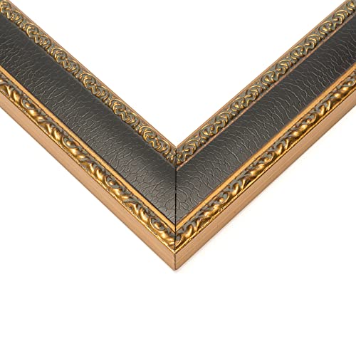 24x24 Frame Gold Real Wood Picture Frame Width 1.75 Inches | Interior Frame Depth 0.5 Inches | Millard Distressed Photo Frame Complete with UV Acrylic, Foam Board Backing & Hanging Hardware