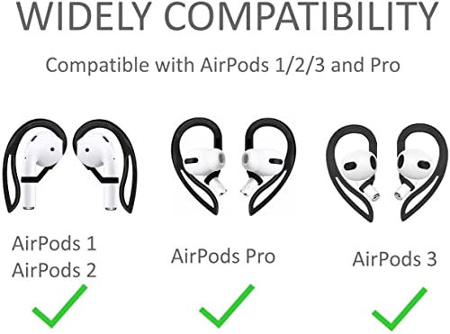4 Pairs Ear Hooks Compatible with AirPods 3rd Generation [Multi-Dimensional Adjustable] Accessories Compatible with AirPods Pro AirPods 3 2 1 Gen(Transparent/Black)