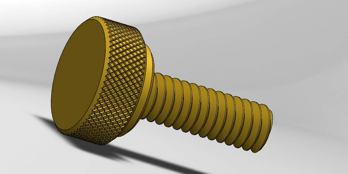 5 Pack of 1/4-20 Knurled Shoulder Flat Tip Brass Thumb Screw - 1-1/16" OAL